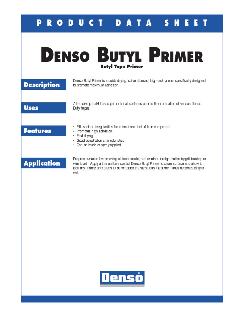 Denso Butyl Primer | PDF | Industrial Processes | Chemistry