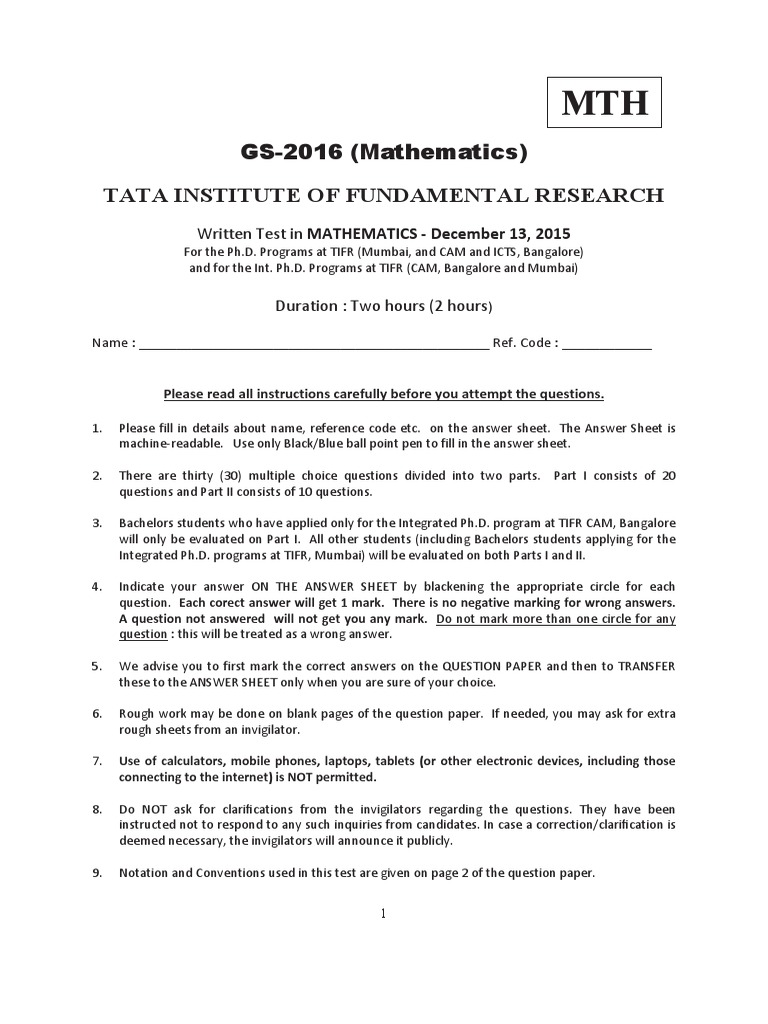 GS2016 - QP - MTH Paper Paper PDF | PDF | Continuous Function | Metric ...