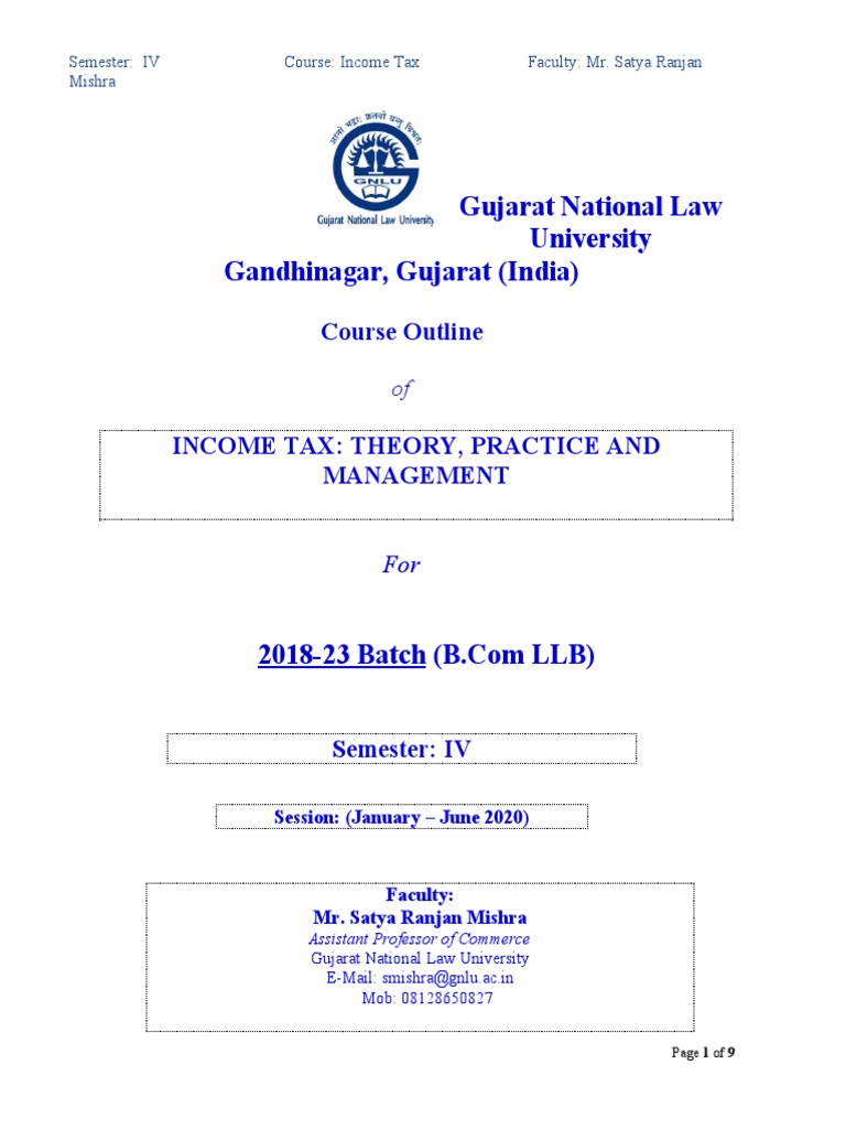 Income Tax Course Outline | PDF | Tax Deduction | Tax Avoidance