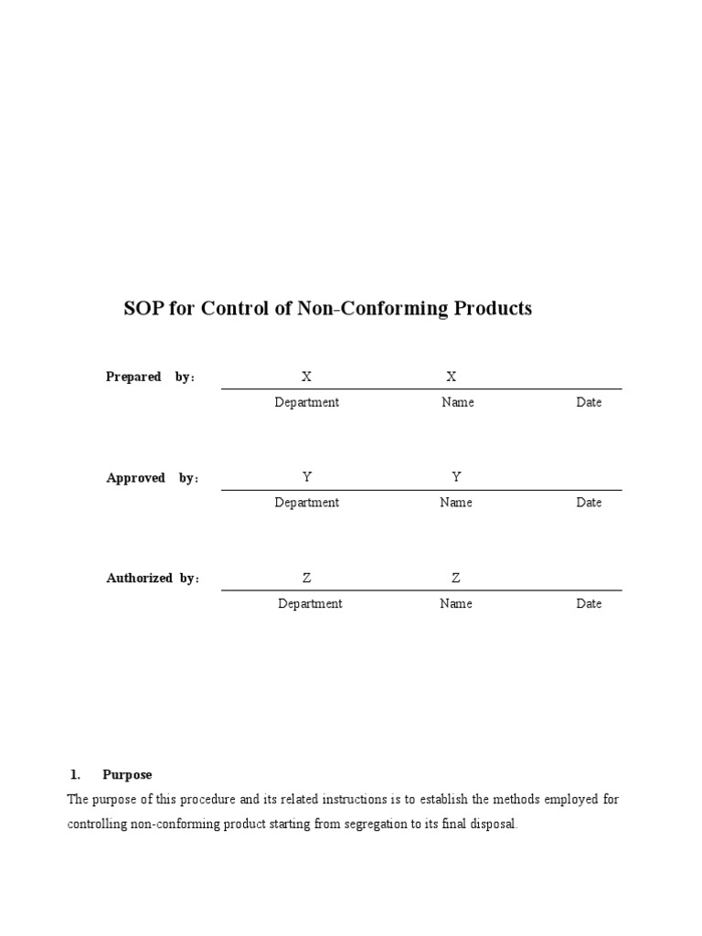 Control of Non-Conforming Products Procedure | PDF | Business