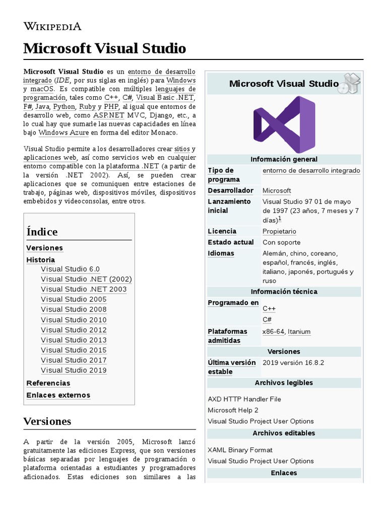Microsoft Visual Studio | Descargar gratis PDF | Microsoft Visual Studio | Software de Microsoft