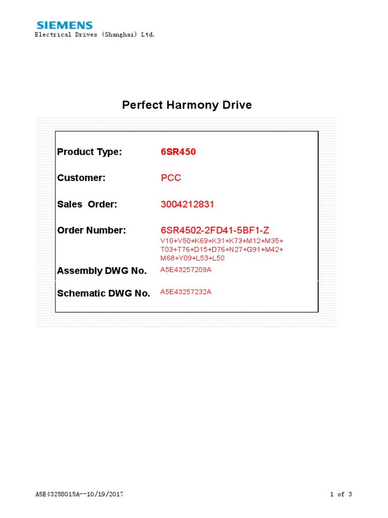 Perfect Harmony Drive: Product Type: Customer: Sales Order: Order ...
