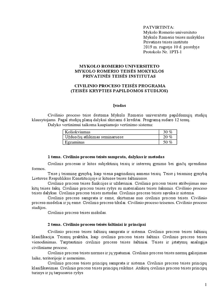 Civilinio Proceso Teisė - 2019 | PDF
