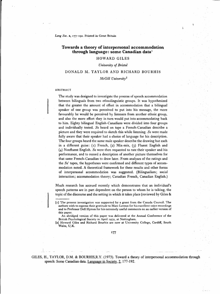 Giles, Taylor 1973 | PDF | Science | Communication