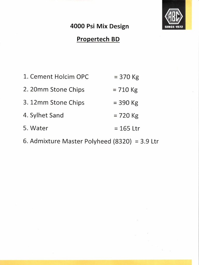 Propertech BD Mix-Design | PDF | Science & Mathematics | Technology ...