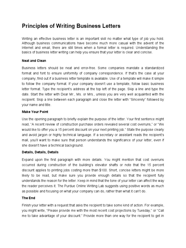 Principles of Writing Business Letters | PDF | Mail | Prices
