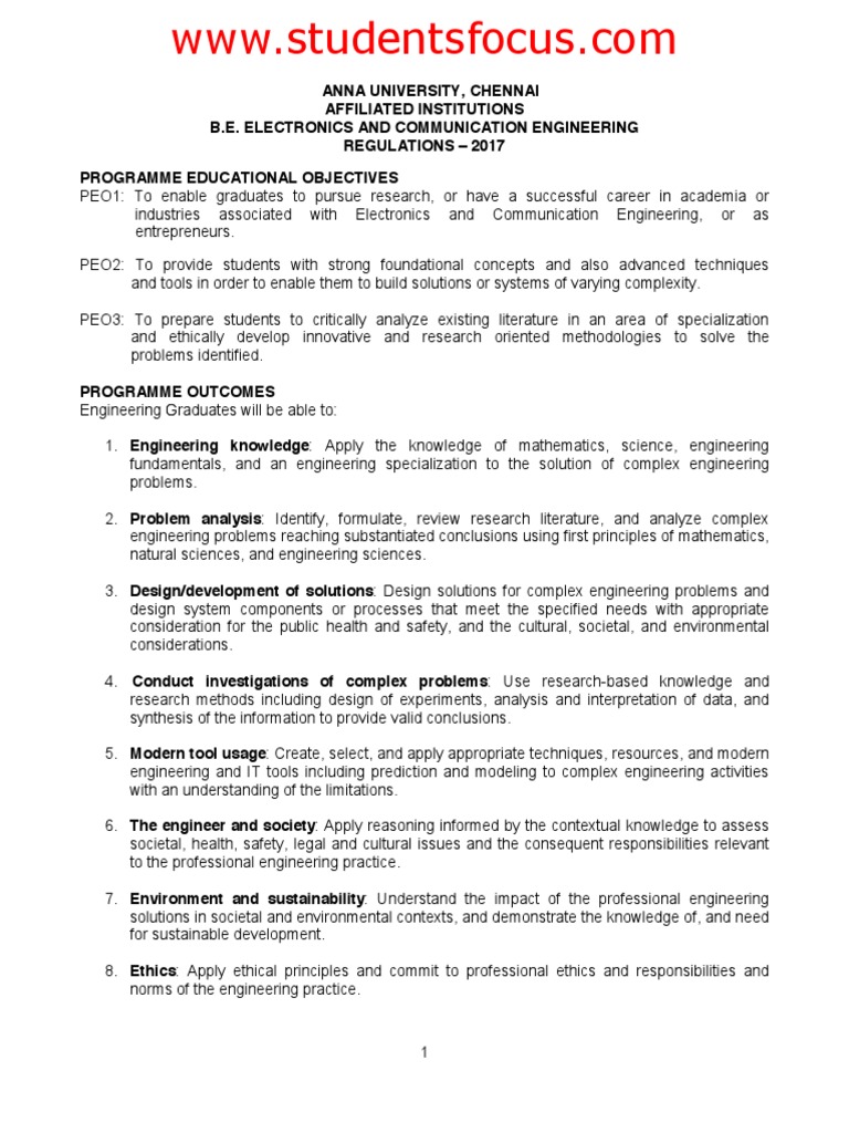 B.E.ECE 2017 Regulation | PDF | Integral | Adsorption