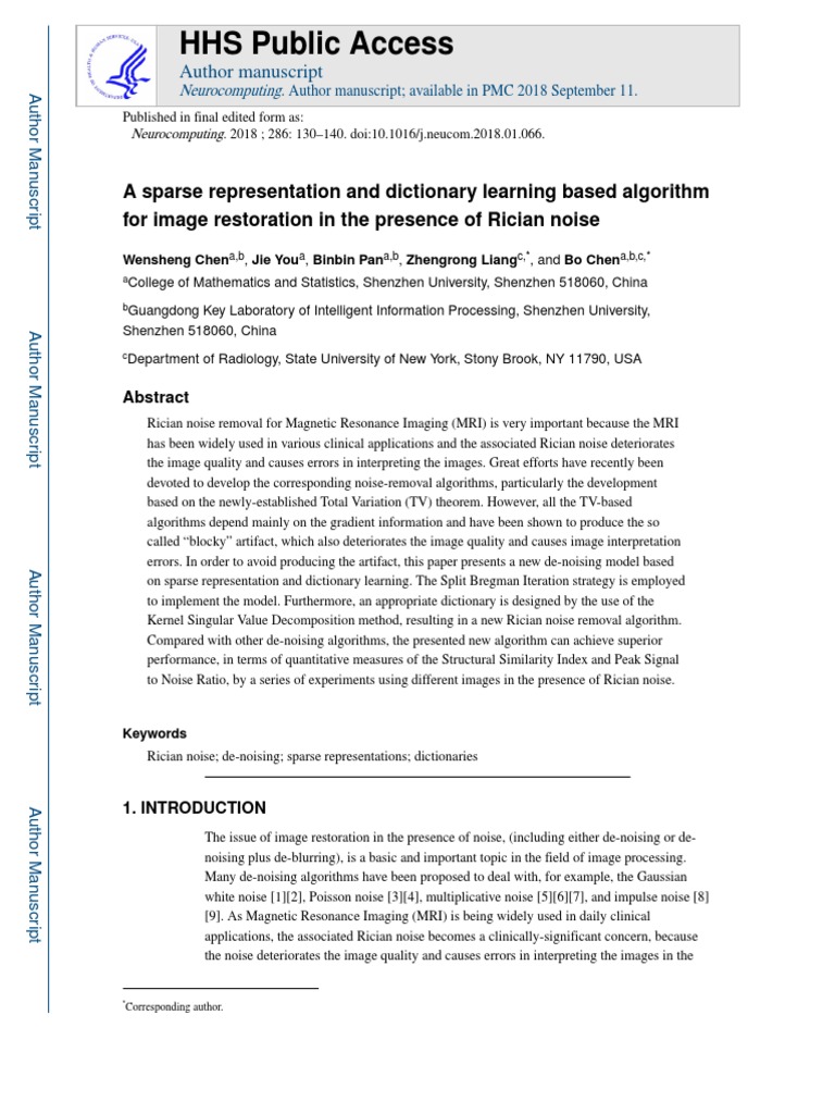 A Sparse Representation And Dictionary Learning Ba Pdf Magnetic