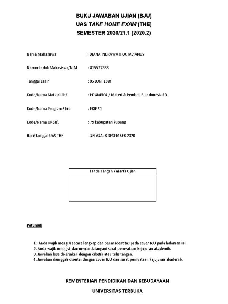 Contoh BJU Ujian Universitas Terbuka | PDF | Karier & Perkembangan