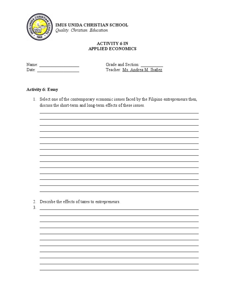 Applied Economics Activity 6 | PDF | Economies