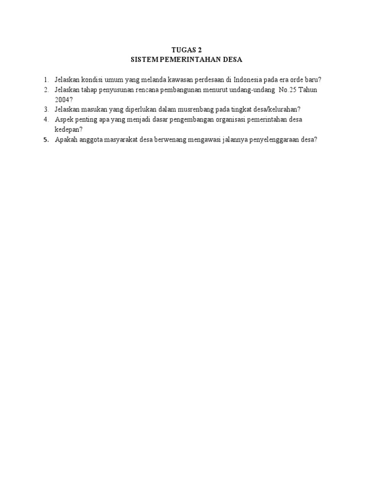 TUGAS 2 Sistem Pemerintahan Desa | PDF