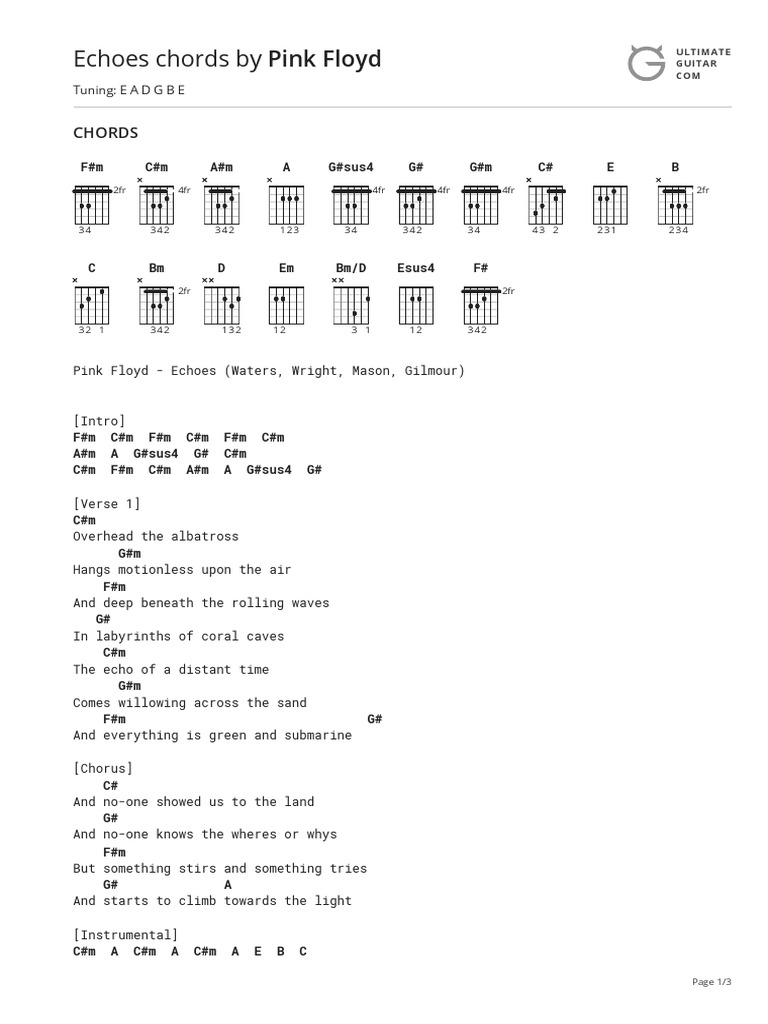 Echoes Chords by Pink Floydtabs at Ultimate Guitar Archive | PDF | Song ...