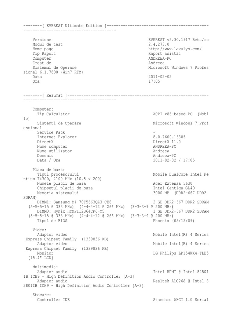 Configuratie Laptop | PDF | Cpu Cache | Electronic Engineering