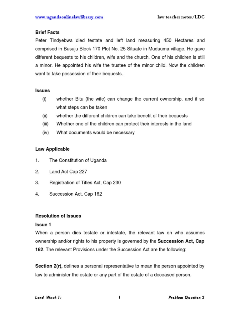 Question 2 On Land Law | Download Free PDF | Probate | Executor