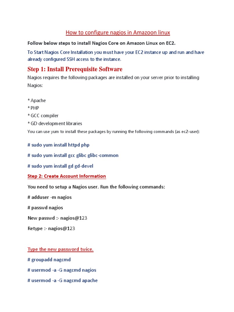 Step 1: Install Prerequisite Software: How To Configure Nagios in Amazoon Linux | PDF | Sudo ...