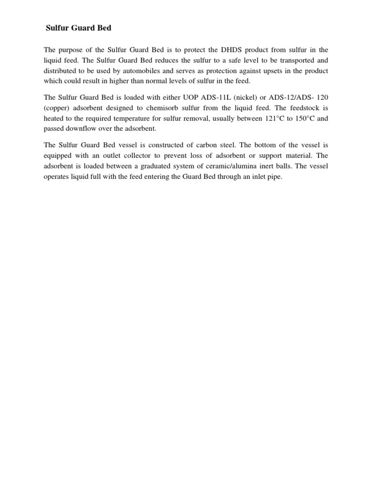 Sulfur Guard Bed Functionality and Design | PDF | Technology ...