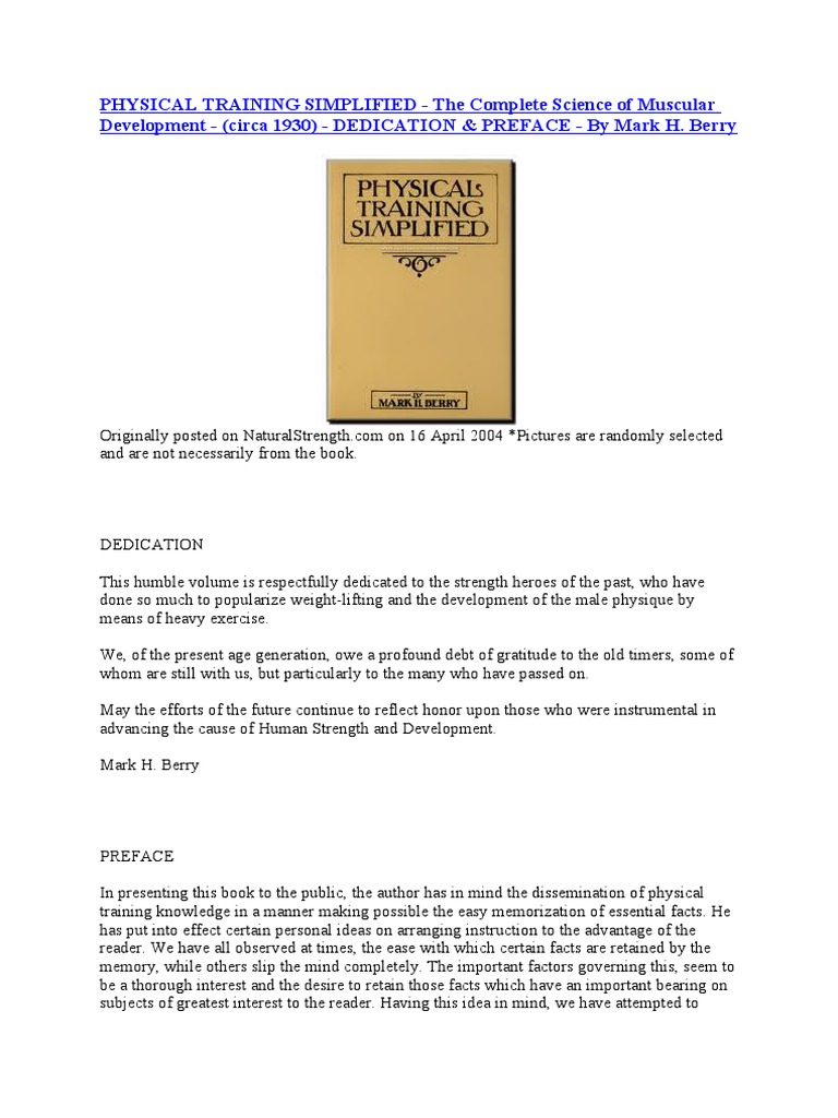 Mark Berry - Physical Training Symplified | PDF | Weight Training ...