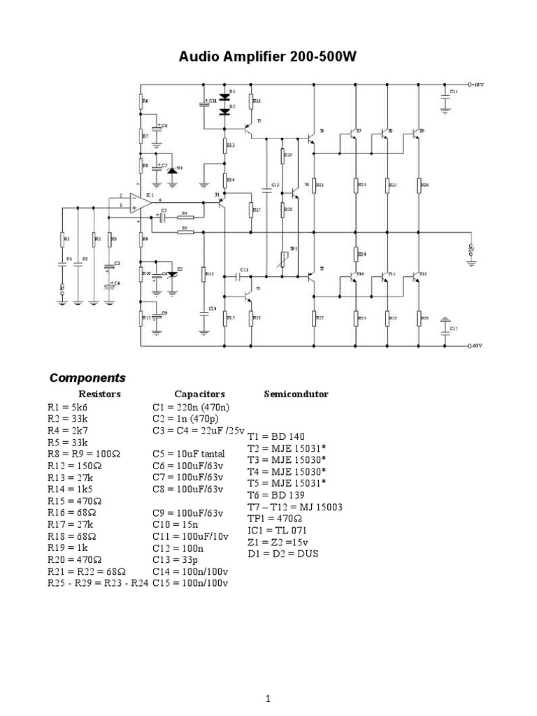 Audio Amplifier 200-500W | PDF | Science & Mathematics | Computers