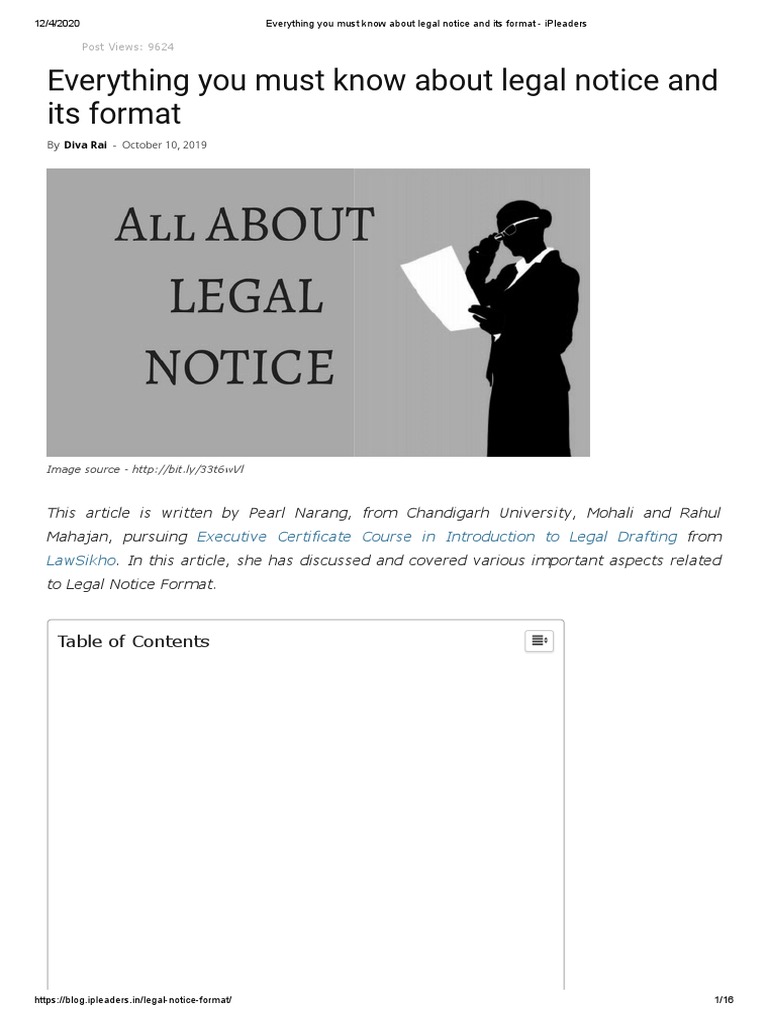 Everything You Must Know About Legal Notice and Its Format - IPleaders ...