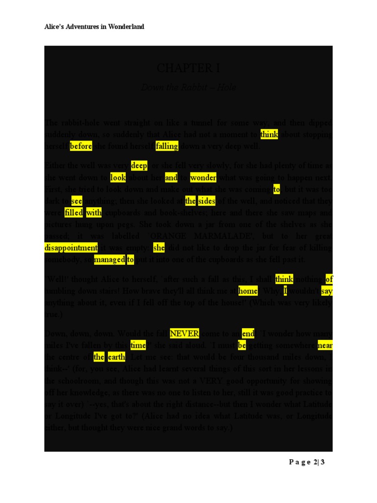 Alice Falls Down Rabbit Hole | PDF