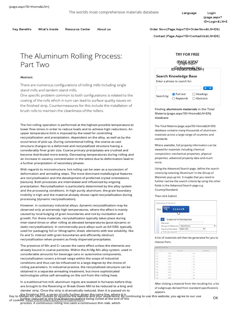 The Aluminum Rolling Process - Part Two - Total Materia Article | PDF ...