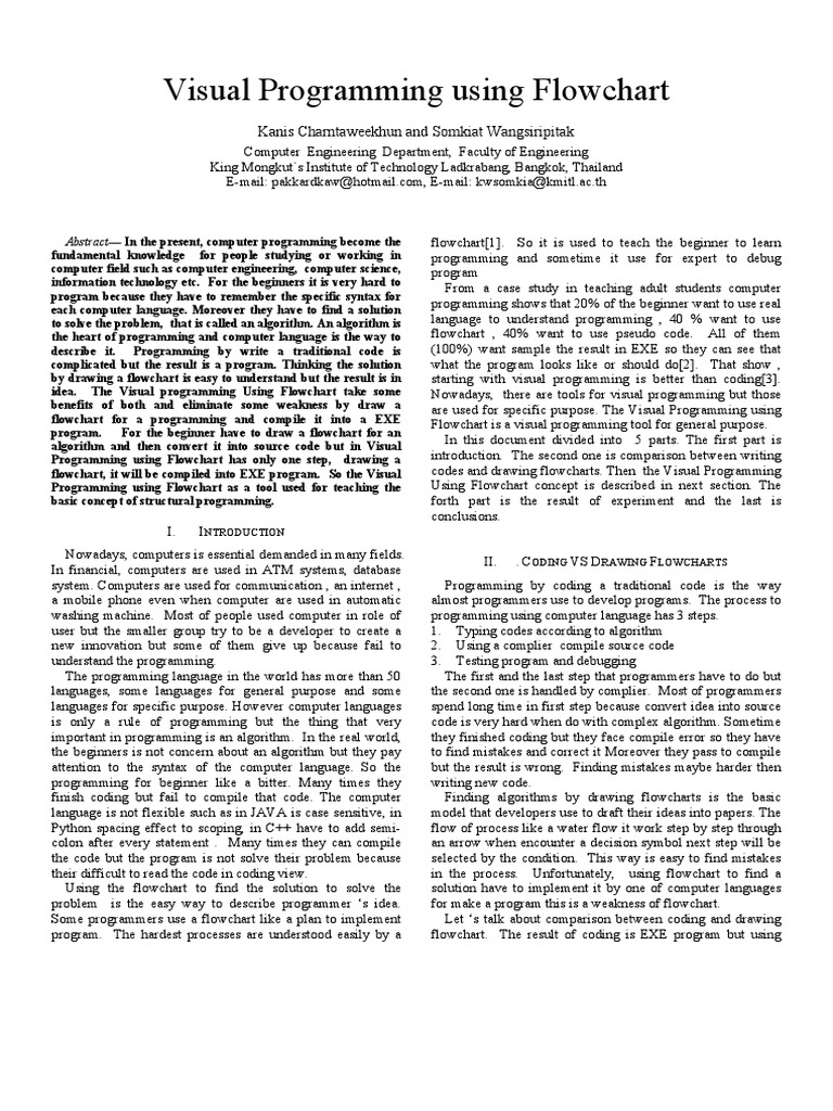 Visual Programming Using Flowchart: Kanis Charntaweekhun and Somkiat Wangsiripitak | PDF ...