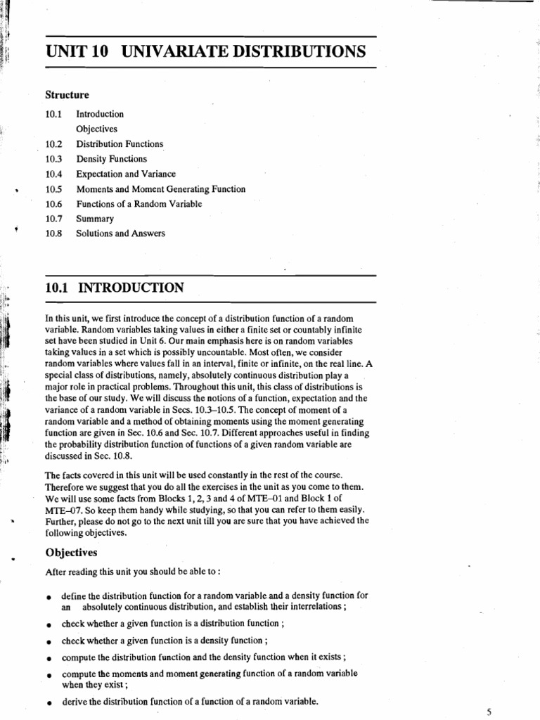 Unit-10 IGNOU STATISTICS | PDF | Probability Distribution | Random Variable