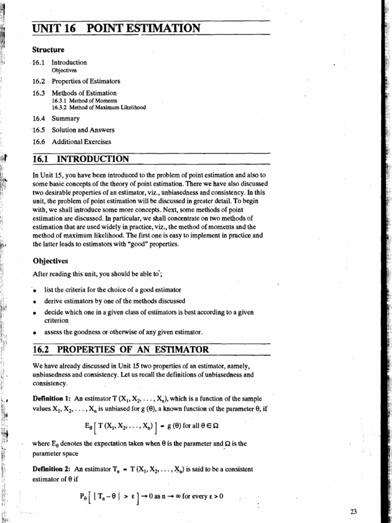 Unit-16 IGNOU STATISTICS | PDF | Estimator | Bias Of An Estimator