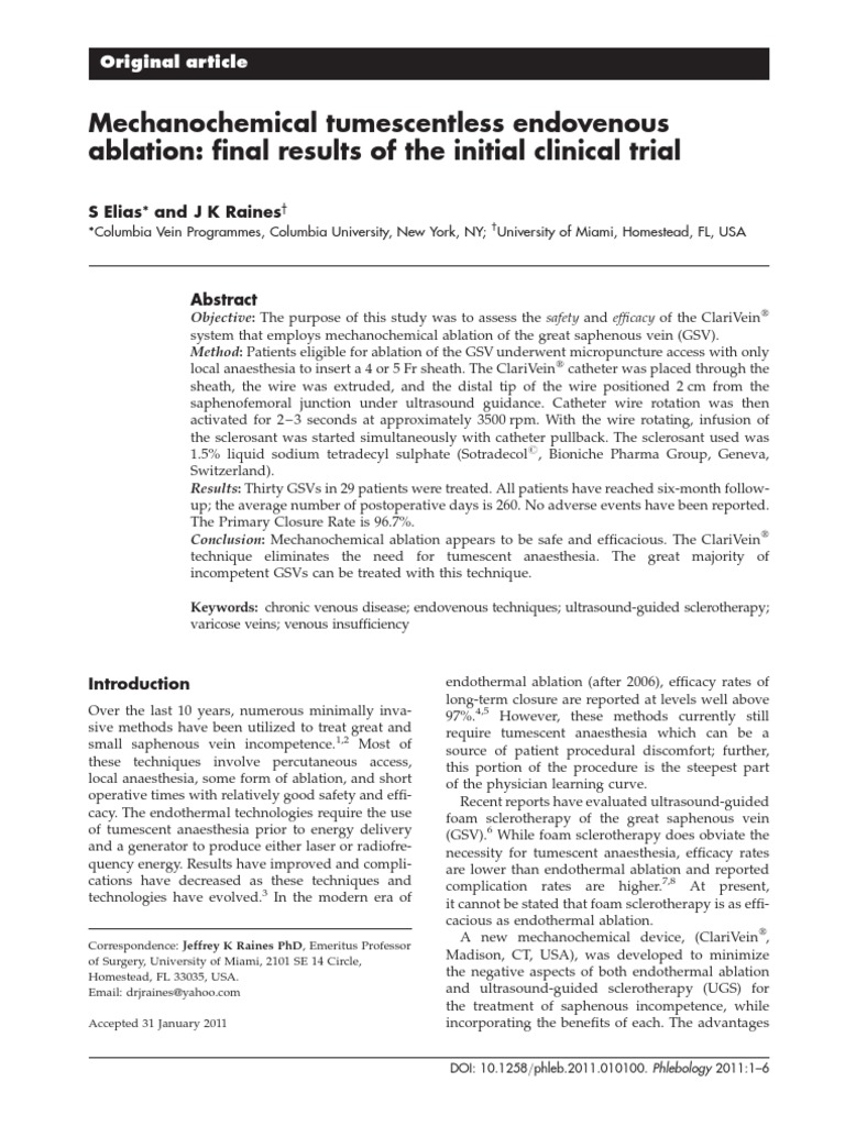 2011 Journal of Phlebology Elias | PDF | Varicose Veins | Intravenous ...