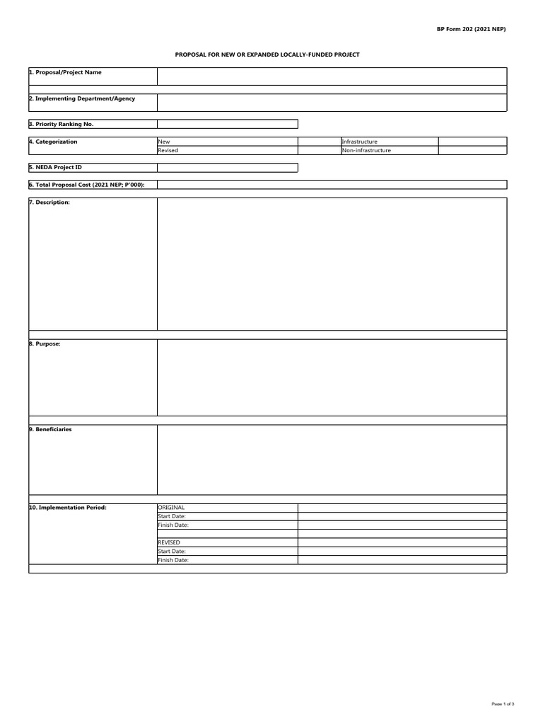 BP Form 202 for 2021 NEP Proposals | PDF | Economies | Business