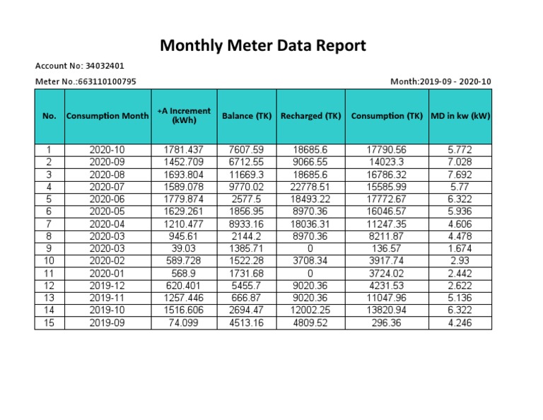 Meter Data Report 25112020 141638 | PDF
