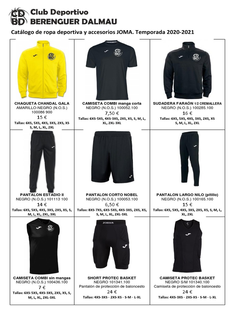 Xavo CDBD Catalogo Ropa JOMA 2020-2021 | PDF | Deportes | Ropa