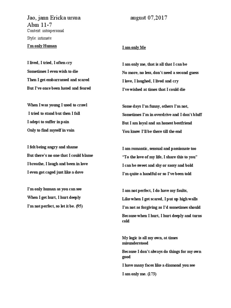 My Own Poem | PDF | Self-Improvement