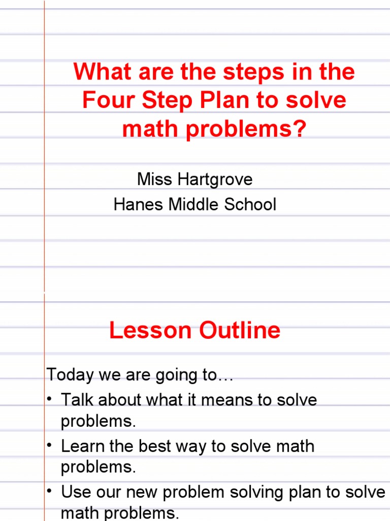 What Are The Steps in The Four Step Plan To Solve Math Problems? | PDF ...