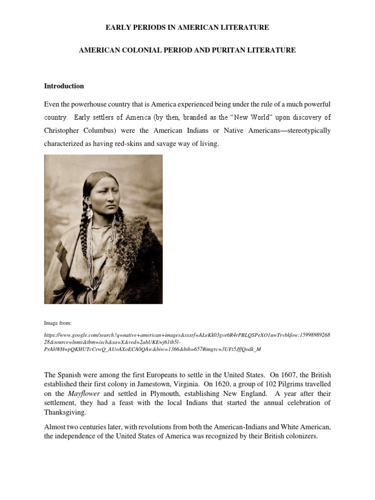 American Colonial Period and Puritan Literature | PDF