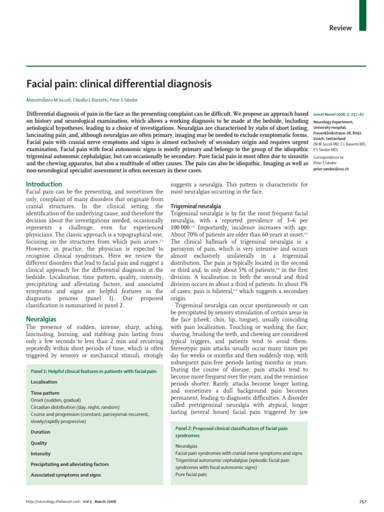 Facial Pain: Clinical Diagnosis Guide | PDF | Headache | Pain