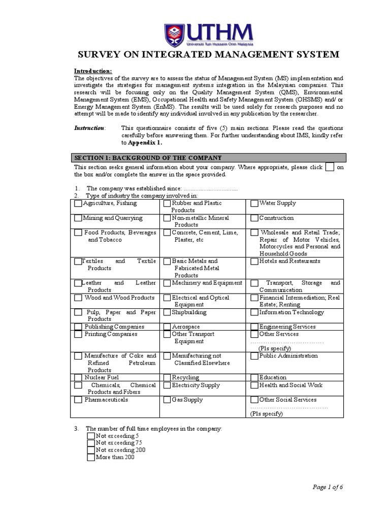 Questionnaire QEEnHSMS | PDF | Quality Management System | Iso 9000