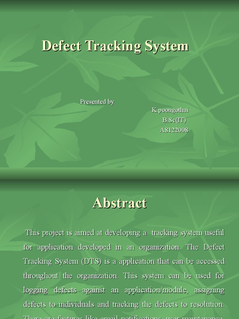 Defect Tracking System New Pdf Computing Software Bug