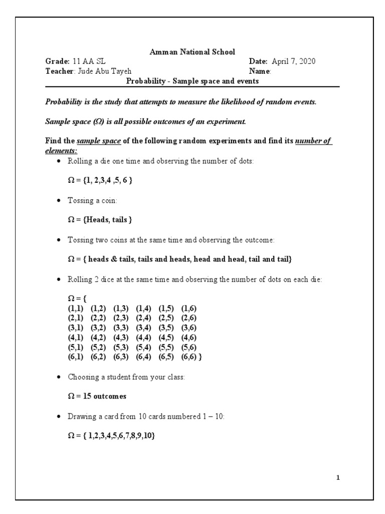 Probability is the study that attempts to measure the likelihood of ...