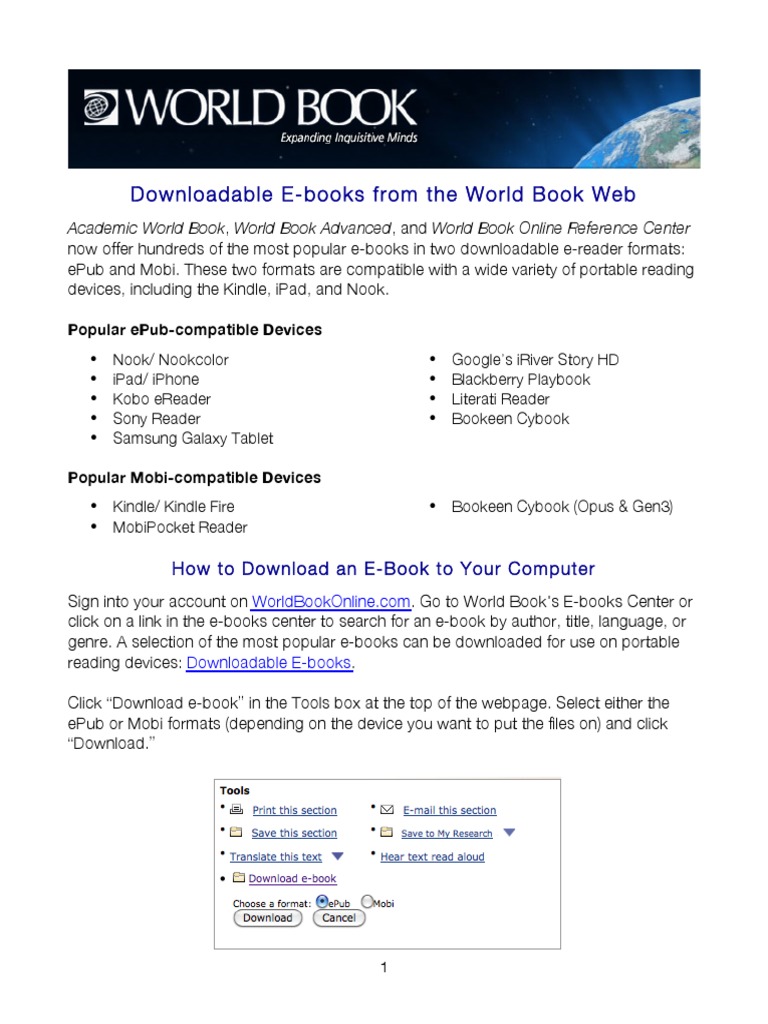 Downloadable E-Books From The World Book Web | PDF