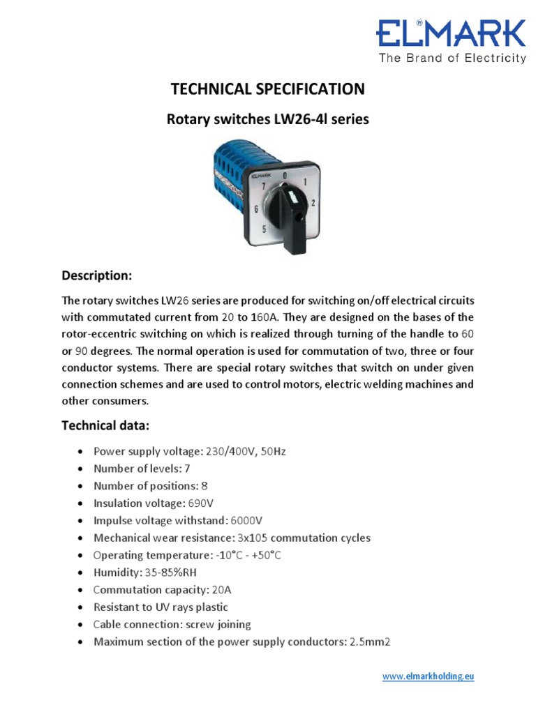 LW26-20 Rotary Switch Datasheet | PDF