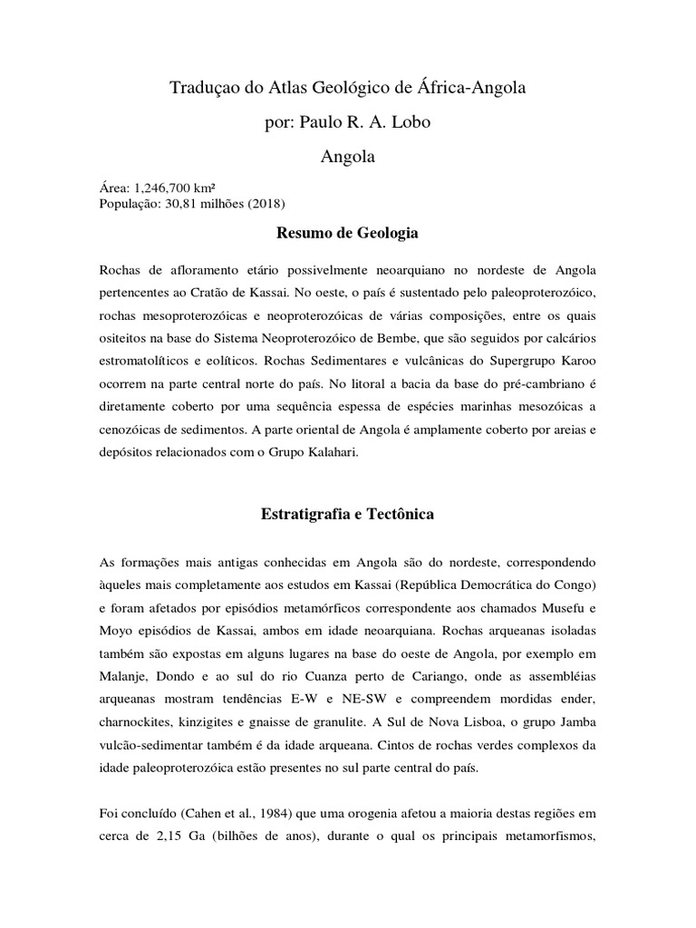 Atlas Geológico de Africa - Angola | PDF | Angola | Bacia sedimentar