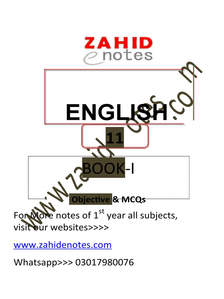 1st Year English Book 1 Synonyms and Mcqs | PDF