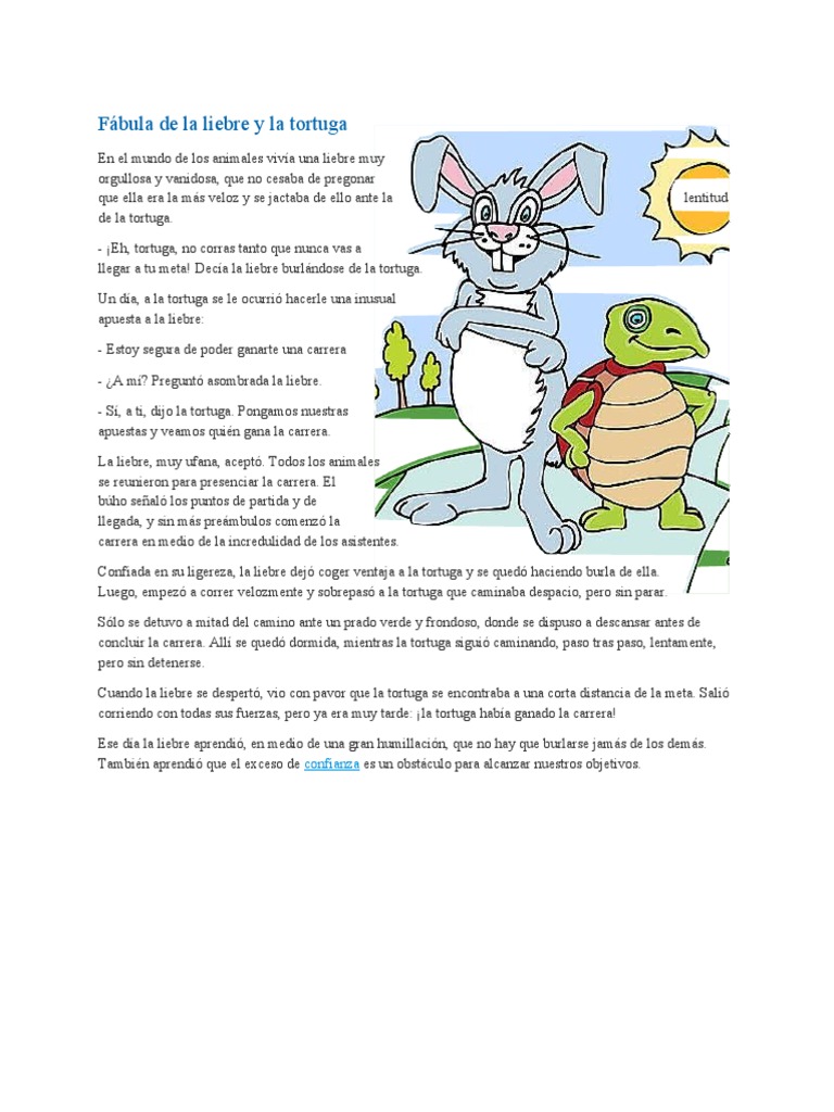Fábula de La Liebre y La Tortuga | PDF | Hogar, jardinería y bricolaje ...