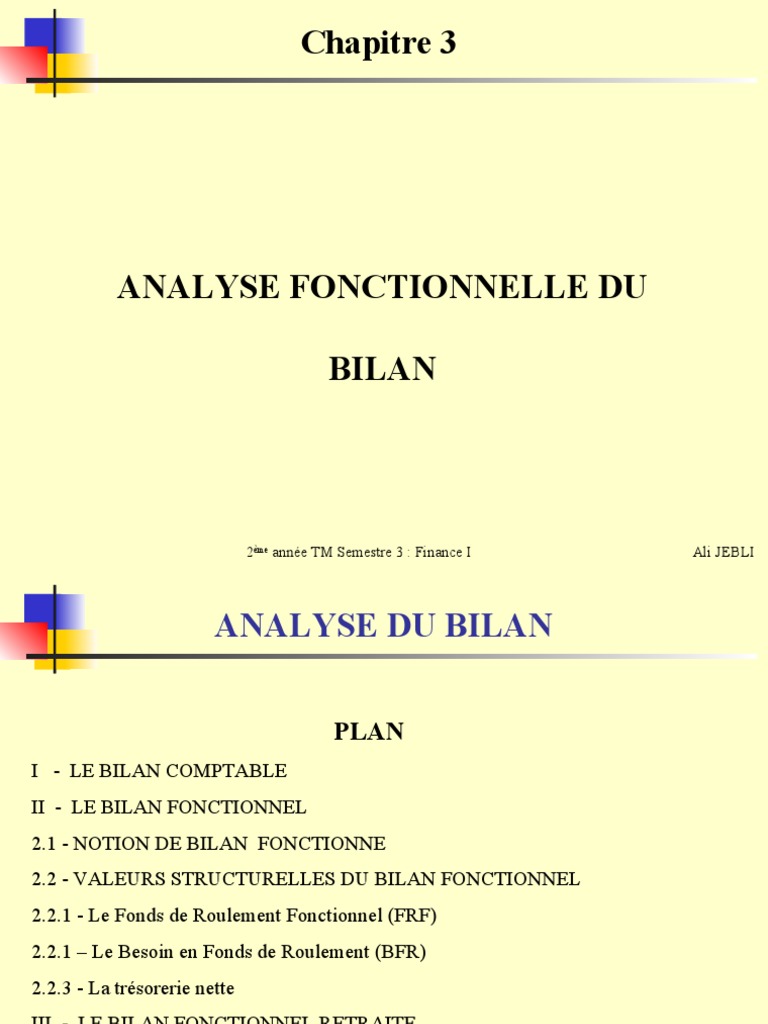 Chapitre 3 - Analyse Fonctionnelle Du Bilan | PDF | Fonds de roulement ...