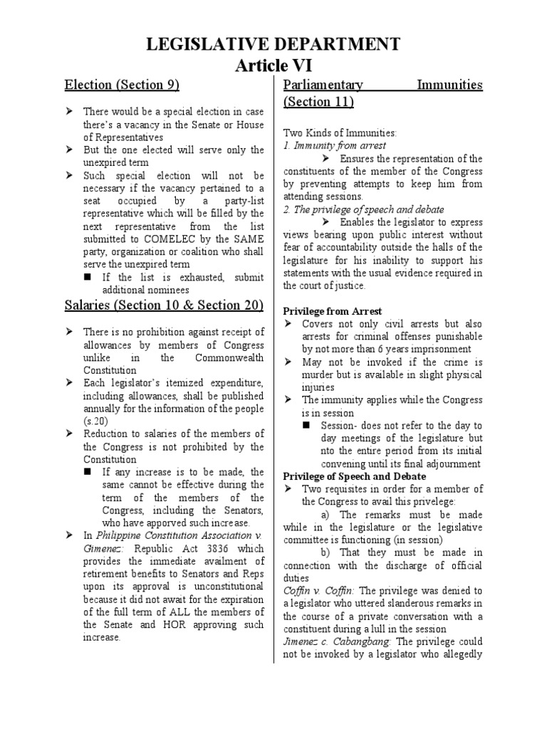 Legislative Department Notes | PDF | United States Congress | American ...