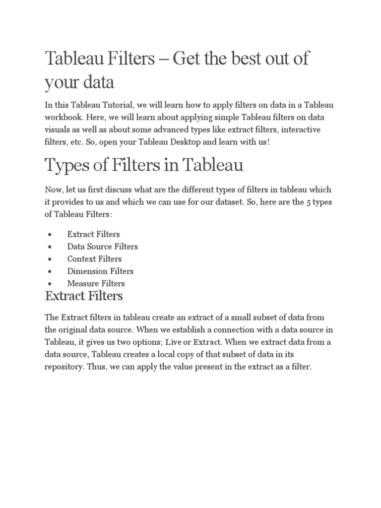 Tableau Filters 33 | PDF | Data | Computing