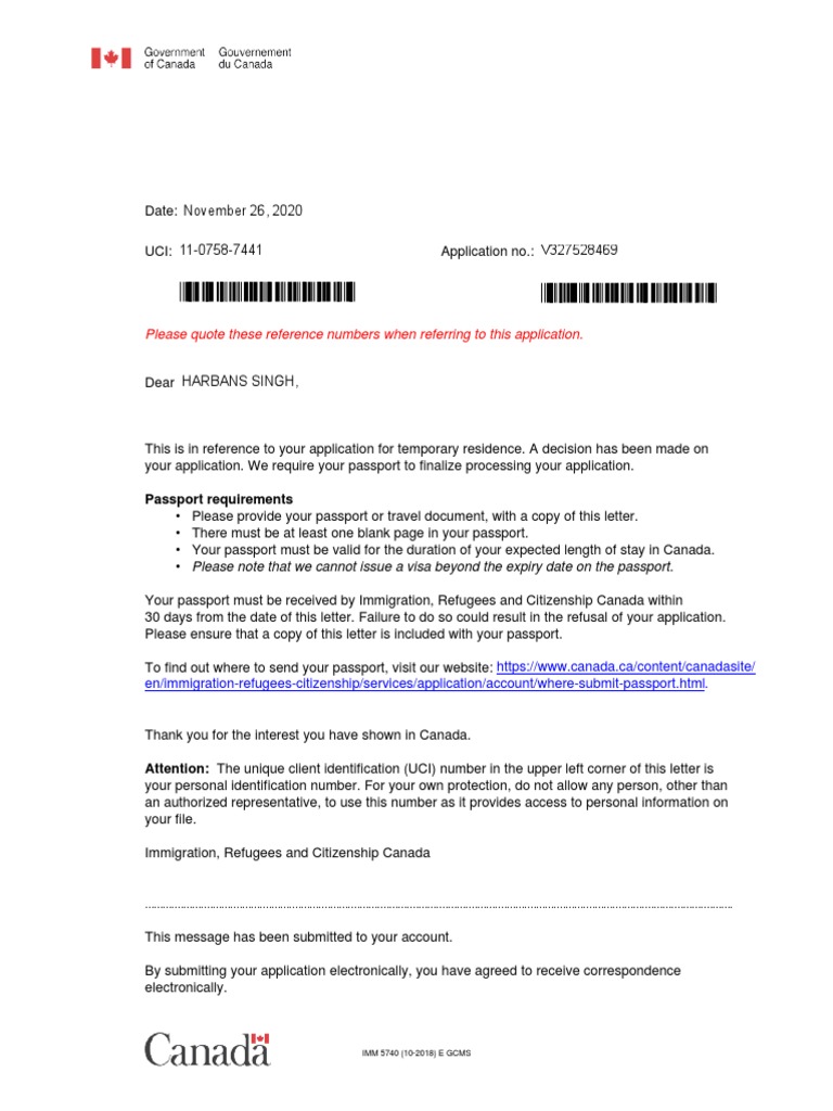 Please Quote These Reference Numbers When Referring To This Application ...