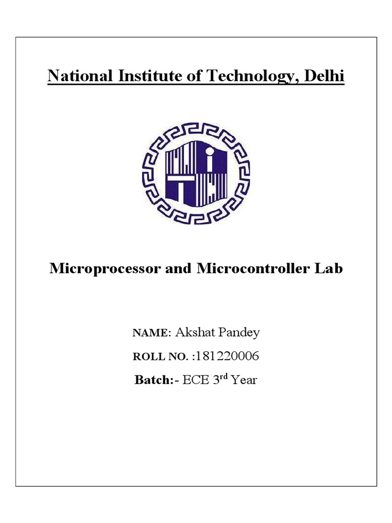 National Institute of Technology, Delhi: Microprocessor and Microcontroller Lab | PDF ...