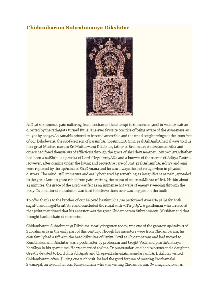 Chidambaram Subrahmanya Dikshitar | PDF | Indian Religions | Hindu ...